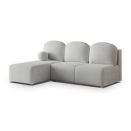 ECKSOFA TRAMA Hellgrau Boucle-Stoff mit Schlaffunktion
