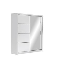 SCHWEBET&Uuml;RENSCHRANK NASUS 180/215/61 cm 2-t&uuml;rig mit Spiegel Wei&szlig;