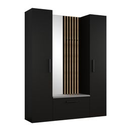 GARDEROBENSCHRANK MODULO 160,6/204/40 cm Modern Garderobe-Set Schwarz