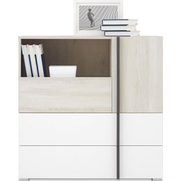 KOMMODE BERGAMO 90/90/40cm mit 3 Schubladen 1 T&uuml;ren Eichefarben