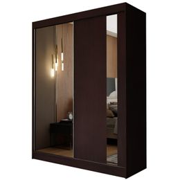 SCHWEBET&Uuml;RENSCHRANK GRAZIA 150/216/61 cm 2-t&uuml;rig mit Spiegel Wengefarben