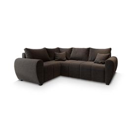 ECKSOFA MADISON L L-S Braun D&uuml;nner Stoff mit Schlaffunktion