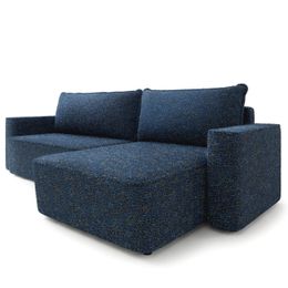 ECKSOFA BELARO BL Blau Chenille mit Schlaffunktion