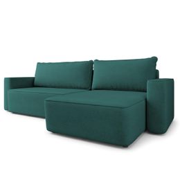 ECKSOFA BELARO CL Blau Samtstoff mit Schlaffunktion
