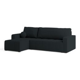 ECKSOFA VOLIRA Schwarz Boucle-Stoff mit Schlaffunktion