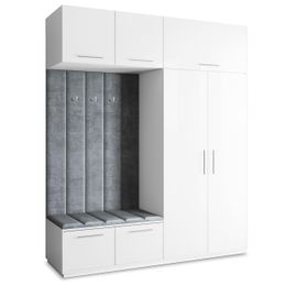 GARDEROBENSCHRANK REMA 200/240/60 cm Modern Garderobe-Set Wei&szlig;