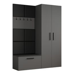 GARDEROBENSCHRANK MODULO 160,6/204/40 cm Modern Garderobe-Set Grau