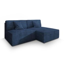 ECKSOFA FIORO P Blau Kordstoff mit Schlaffunktion