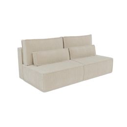 BETTSOFA LINO Creme Kordstoff mit Schlaffunktion