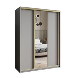 SCHWEBET&Uuml;RENSCHRANK TAVI 150/205/60 cm 3-t&uuml;rig mit Spiegel Graphitfarben