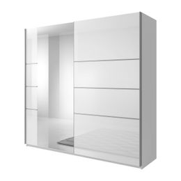 SCHWEBET&Uuml;RENSCHRANK BETTINA 180/210/61 cm 2-t&uuml;rig mit Spiegel Wei&szlig;