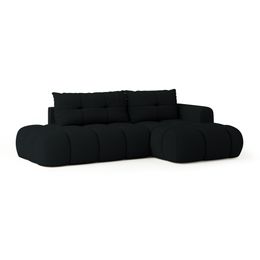 ECKSOFA FLUMA R-S Schwarz Boucle-Stoff mit Schlaffunktion