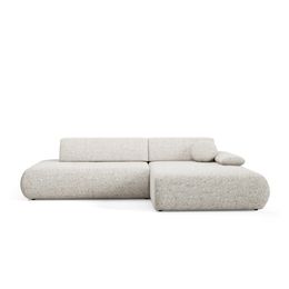 ECKSOFA DELTA R-S Beige Geflochtener Stoff mit Schlaffunktion