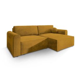 ECKSOFA FIANO M Gelb Velours-Stoff mit Schlaffunktion