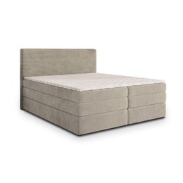 BOXSPRINGBETT MATERN 180x200 cm mit Matratze und Topper - Beige
