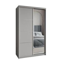 SCHWEBET&Uuml;RENSCHRANK VARO 120/205/60 cm 2-t&uuml;rig mit Spiegel Graphitfarben