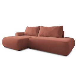 ECKSOFA NUVIRA CL L-S Koralle Samtstoff mit Schlaffunktion