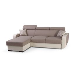 ECKSOFA PALAZZO Braun Geflochtener Stoff mit Schlaffunktion