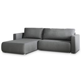 ECKSOFA TURIN Grau Geflochtener Stoff mit Schlaffunktion