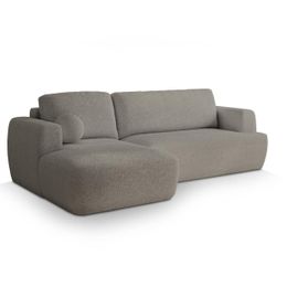 ECKSOFA SENTI N L-S Hellgrau Boucle-Stoff mit Schlaffunktion