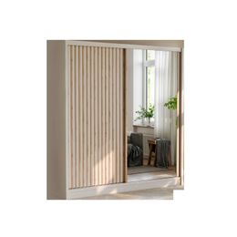 SCHWEBET&Uuml;RENSCHRANK SORA 203/215/60,5 cm 2-t&uuml;rig mit Spiegel Kaschmir