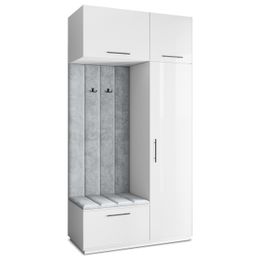 GARDEROBENSCHRANK REMA 120/240/60 cm Modern Wei&szlig;