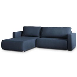 ECKSOFA TURIN Blau Geflochtener Stoff mit Schlaffunktion