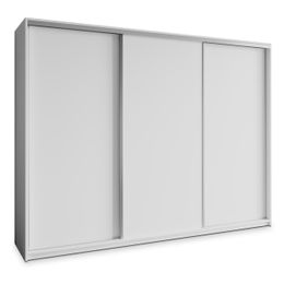 SCHWEBET&Uuml;RENSCHRANK NISSE 250/205/60 cm 3-t&uuml;rig mit Schubladen Wei&szlig;