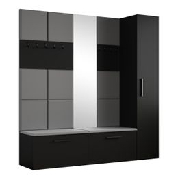 GARDEROBENSCHRANK MODULO 201,2/204/40 cm Modern Garderobe-Set Schwarz
