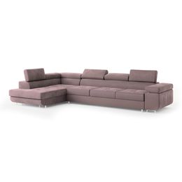 ECKSOFA VICENTE Lila Velours-Stoff mit Schlaffunktion