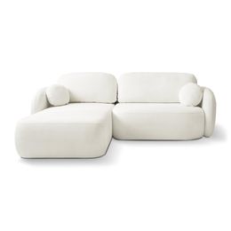 ECKSOFA AMICO L-S Creme Geflochtener Stoff mit Schlaffunktion