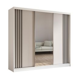 SCHWEBET&Uuml;RENSCHRANK NELVIA 240/216/61 cm 3-t&uuml;rig mit Spiegel Wei&szlig;