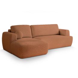 ECKSOFA SENTI N L-S Orange Boucle-Stoff mit Schlaffunktion