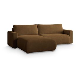 ECKSOFA TURIN N Braun Bucle-Stoff mit Schlaffunktion