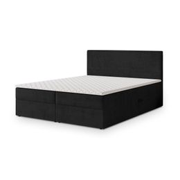 BOXBETT NIRA 160x200 cm mit Matratze und Topper - Schwarz