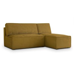 ECKSOFA BRISO M Gelb Velours-Stoff mit Schlaffunktion