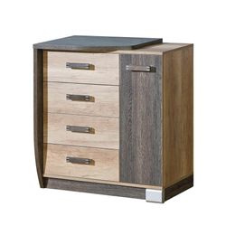 KOMMODE PALMERO 80/87/46cm mit 4 Schubladen 1 T&uuml;ren Braun
