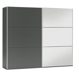 SCHWEBET&Uuml;RENSCHRANK IVERN 250/215/65 cm 2-t&uuml;rig mit Spiegel Graphitfarben