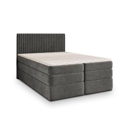 BOXSPRINGBETT FELBIO 160x200 cm mit Matratze und Topper - Grau