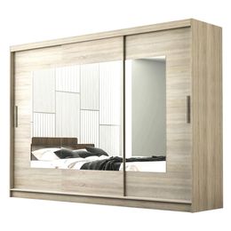 SCHWEBET&Uuml;RENSCHRANK MARTINA 250/215/60 cm 3-t&uuml;rig mit Spiegel Sonoma Eiche
