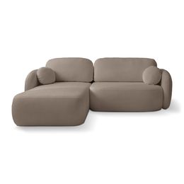 ECKSOFA AMICO L-S Braun Geflochtener Stoff mit Schlaffunktion