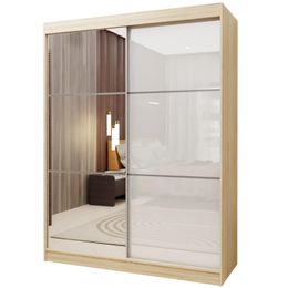 SCHWEBET&Uuml;RENSCHRANK VITALE 150/216/61 cm 2-t&uuml;rig mit Spiegel Sonoma Eiche