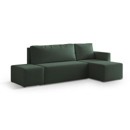 ECKSOFA VELOTTI R-S Gr&uuml;n Boucle-Stoff mit Schlaffunktion