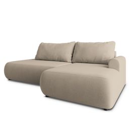 ECKSOFA NUVIRA CL R-S Beige Samtstoff mit Schlaffunktion