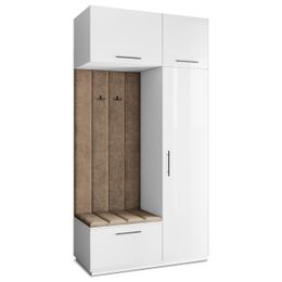 GARDEROBENSCHRANK REMA 120/240/60 cm Modern Garderobe-Set Wei&szlig;