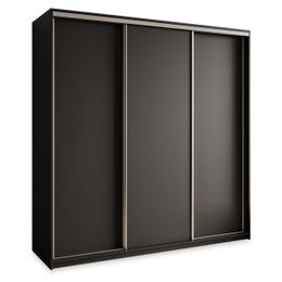 SCHWEBET&Uuml;RENSCHRANK NISSE 200/205/60 cm 3-t&uuml;rig Schwarz