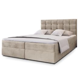 BOXBETT GLOS P 140x200 cm mit Matratze und Topper, H2+H3 - Beige