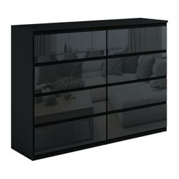 KOMMODE NUDO 120/101,5/39cm mit 8 Schubladen T&uuml;ren Schwarz