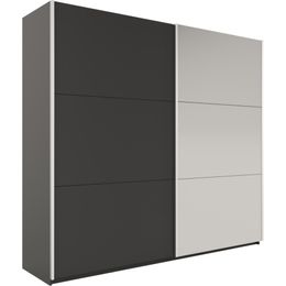 SCHWEBET&Uuml;RENSCHRANK IVERN 225/215/65 cm 2-t&uuml;rig mit Spiegel Schwarz
