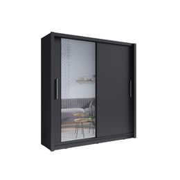 SCHWEBET&Uuml;RENSCHRANK FRISKA 204,4/214,4/62cm 2-t&uuml;rig mit Spiegel Grau